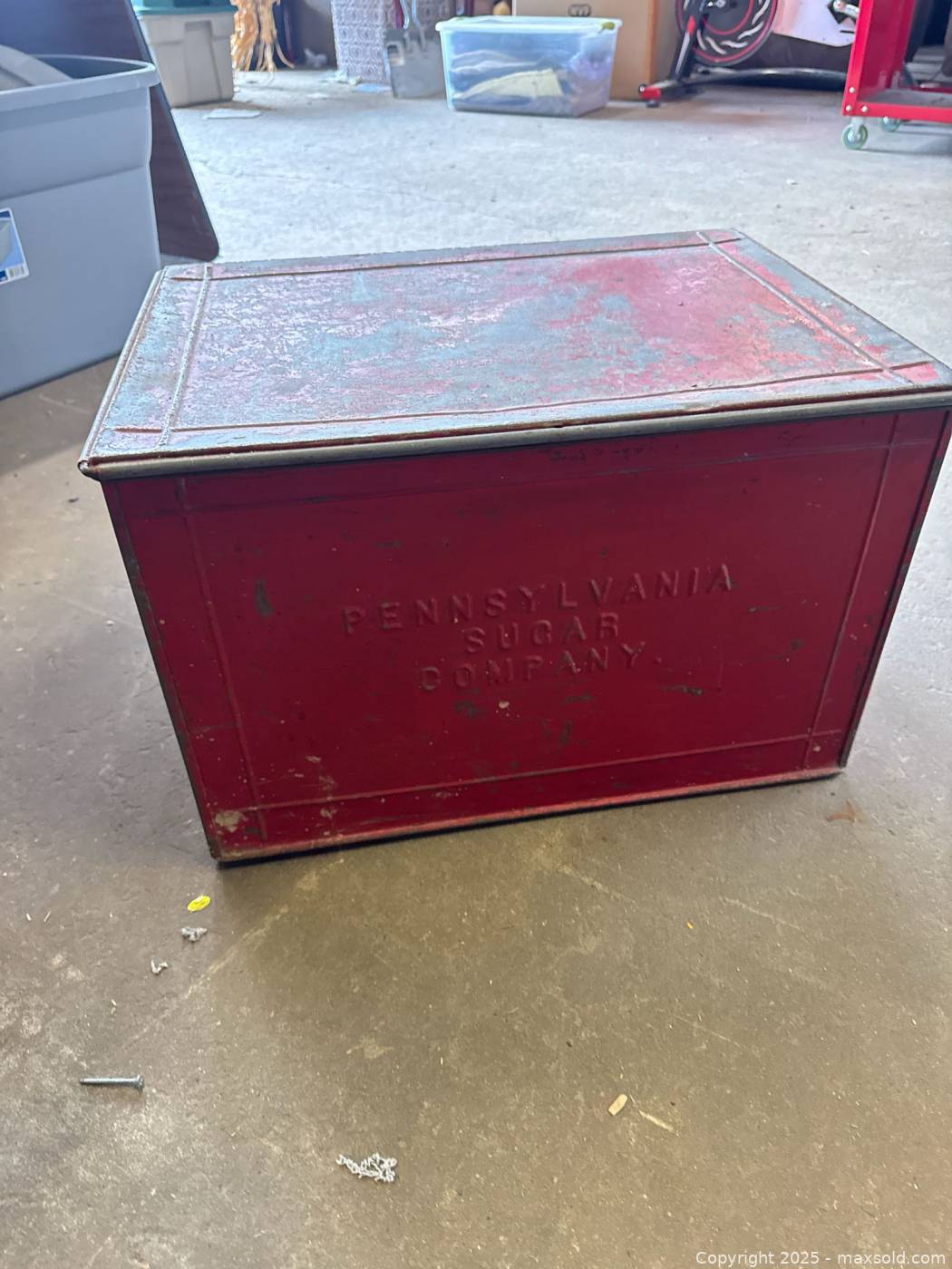 Vintage Pennsylvania Sugar Co. Red Metal Storage Box | Brecknock ...