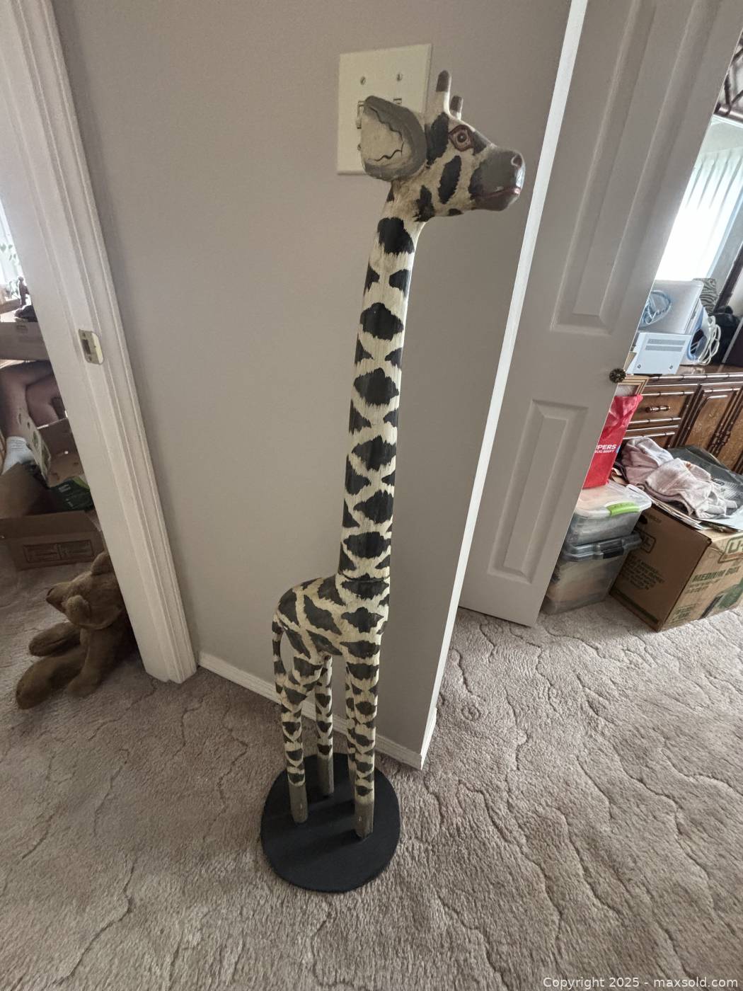 Cream Wooden Giraffe Decor with Black Spots, 3-4 Feet Tall | Abbotsford ...