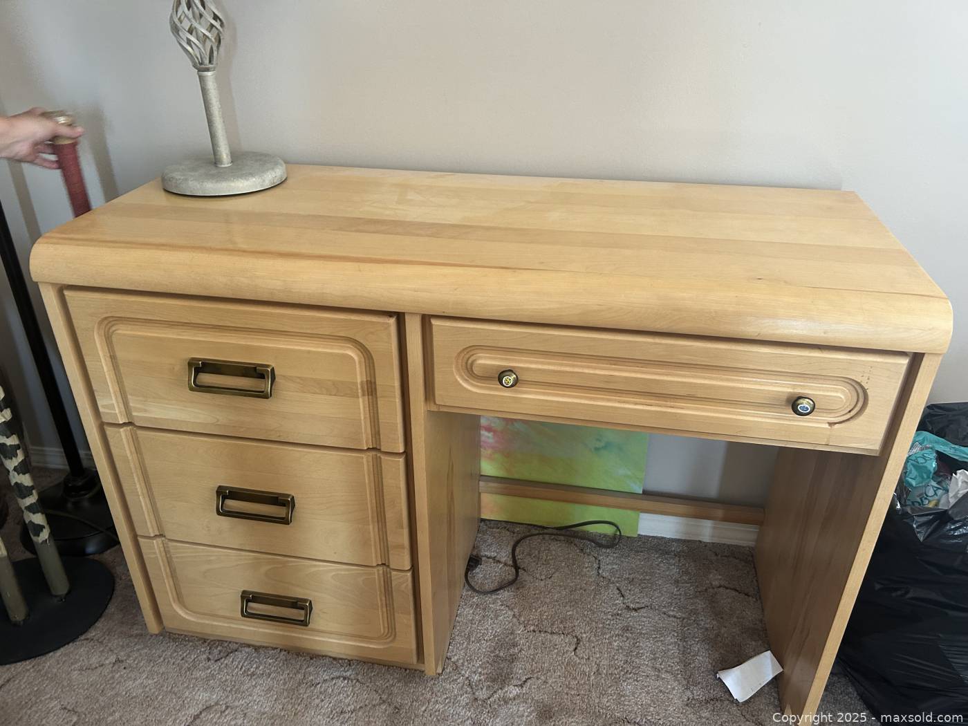 Light Wood Desk with 4 Drawers, Natural Finish | Abbotsford (British ...