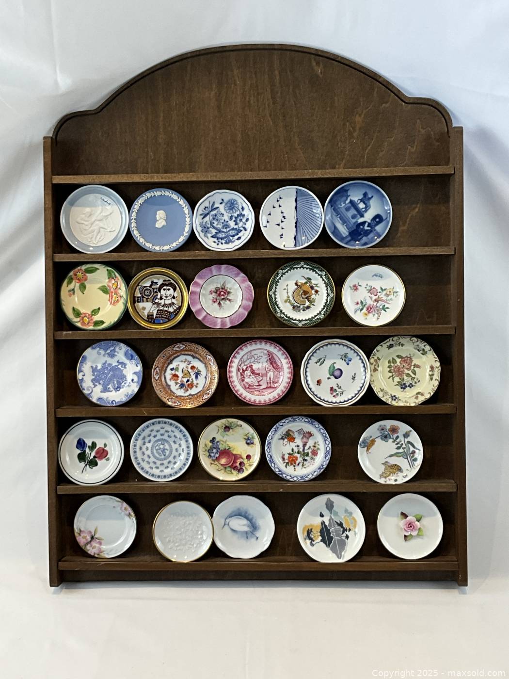 25 Miniature Collectible Plates with Wooden Display Stand | Oakville ...