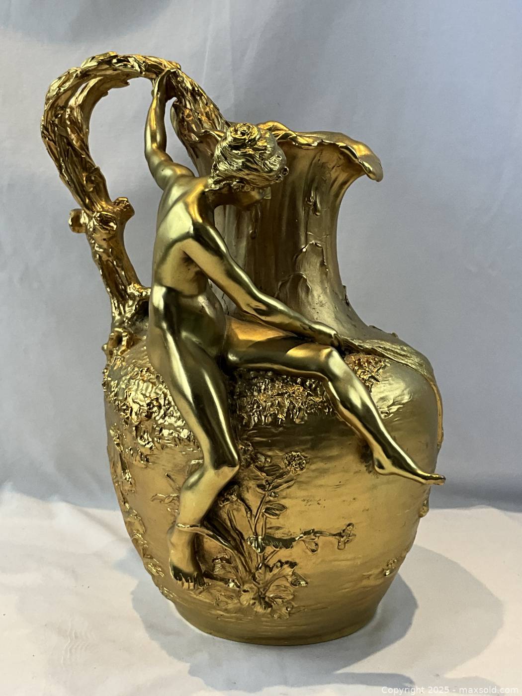 Signed Antique French Art Nouveau Gilt Bronze Vase "La Pêche Au Filet ...