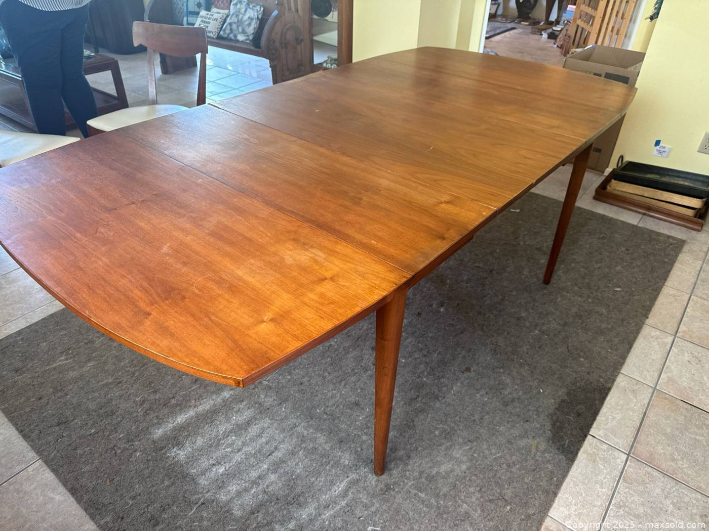 Iconic Kipp Stewart for Drexel Midcentury Walnut Dining Table w Leaf and Fold Down Ends ...
