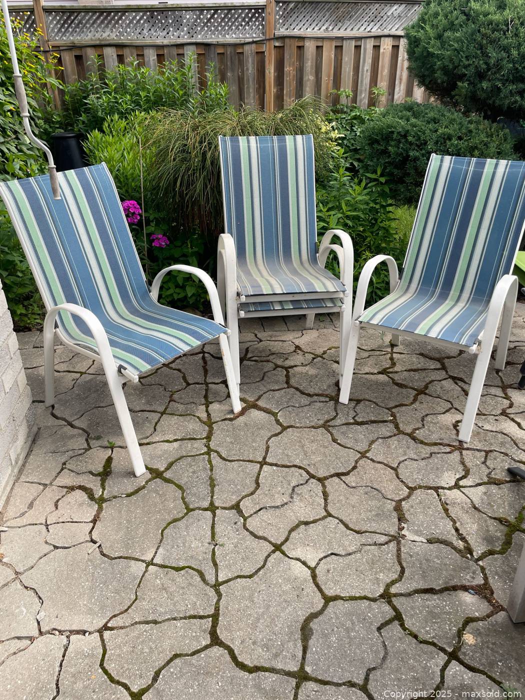 Set of 4 Stackable Metal Sling Back Outdoor Patio Chairs | London ...