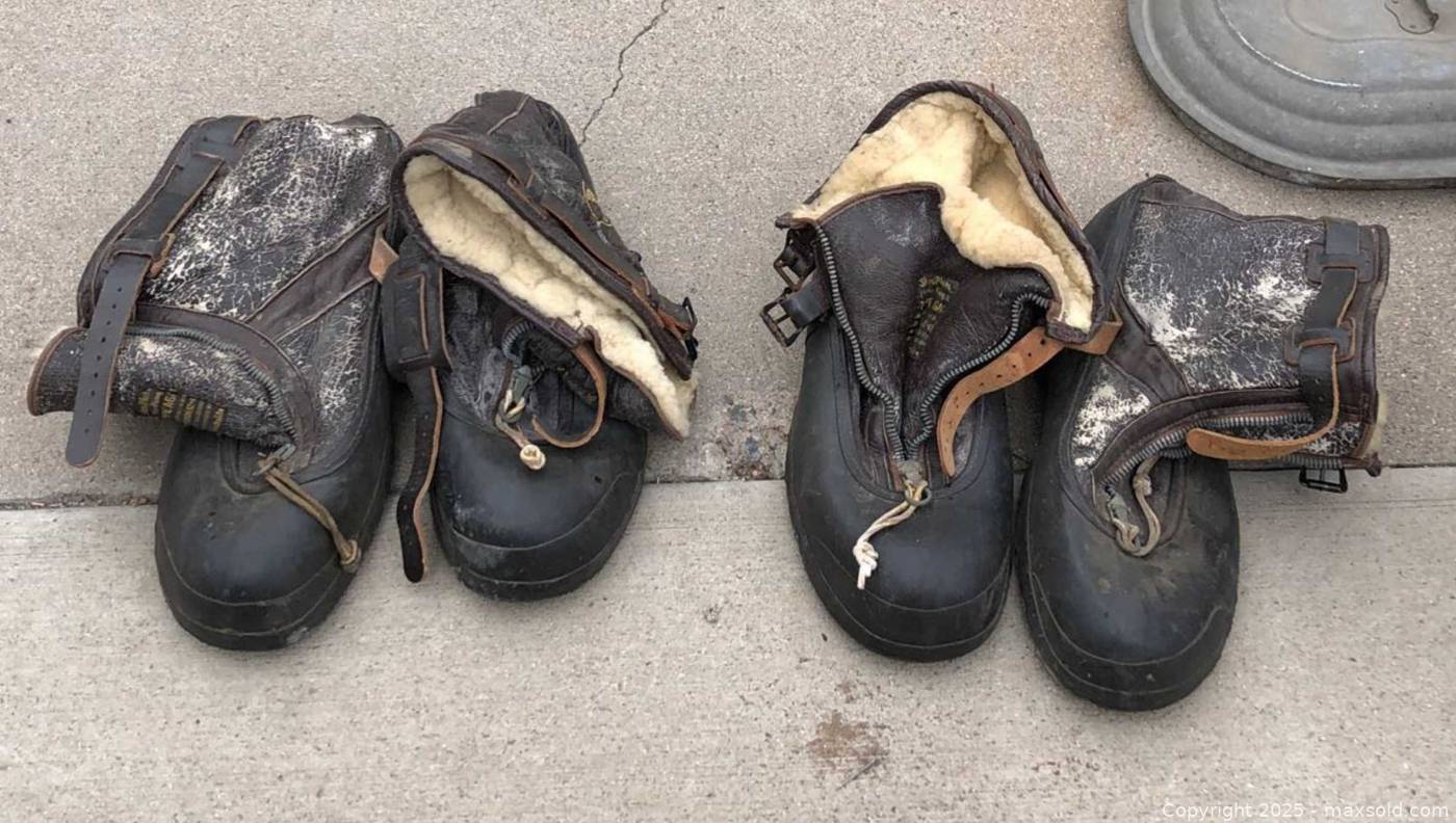 Lot: 2 Pairs Bristolite A-6A USAAF Pilot Winter Flying Boots | Denver ...