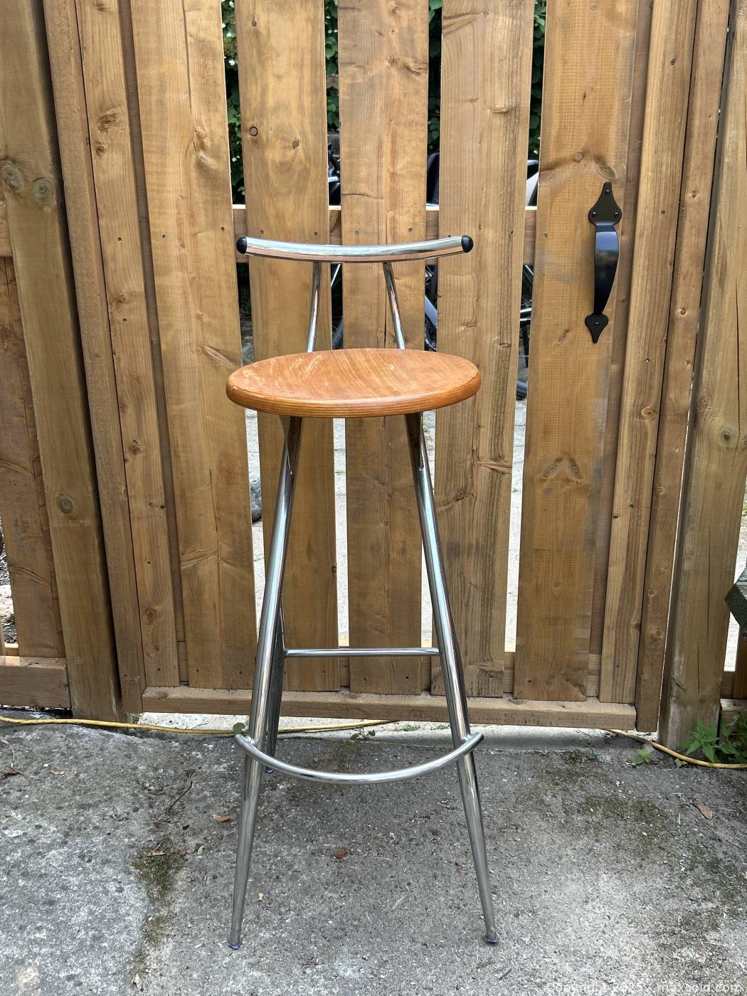Vintage 90’s Post Modern Sandler Seating Chrome + Wood Bar Stool ...