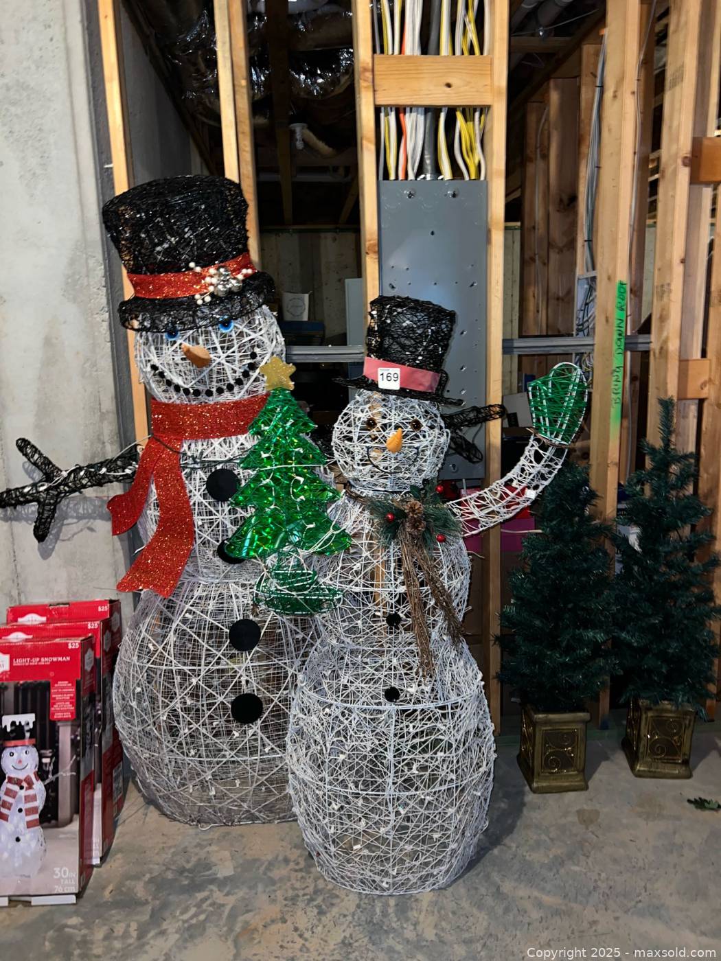 Two Wire Frame Light-Up Snowman Christmas Decorations | Woodstock ...