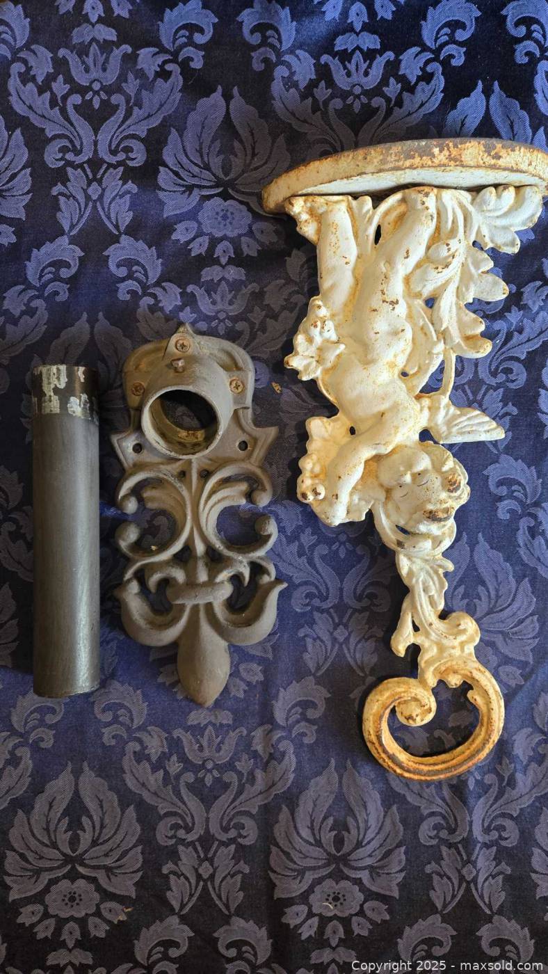 Victorian Style Cast Iron Flag Pole Holder & Angel Door Stop | Niagara ...
