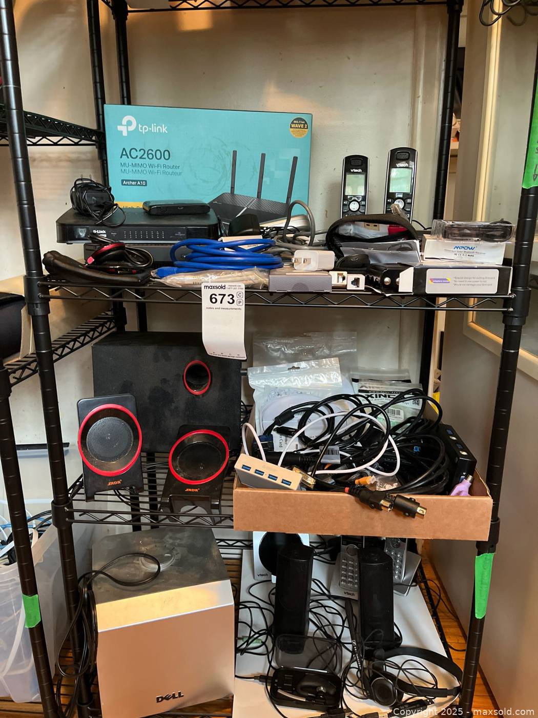 Mixed Electronics Lot: Routers, Switches, Phones, Audio & Cables ...