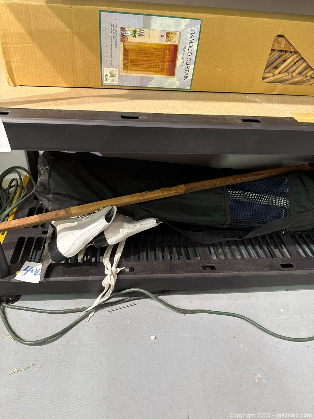 Wood Hockey Stick and White Ice Skates Size 7 | Warwick (Rhode Island ...