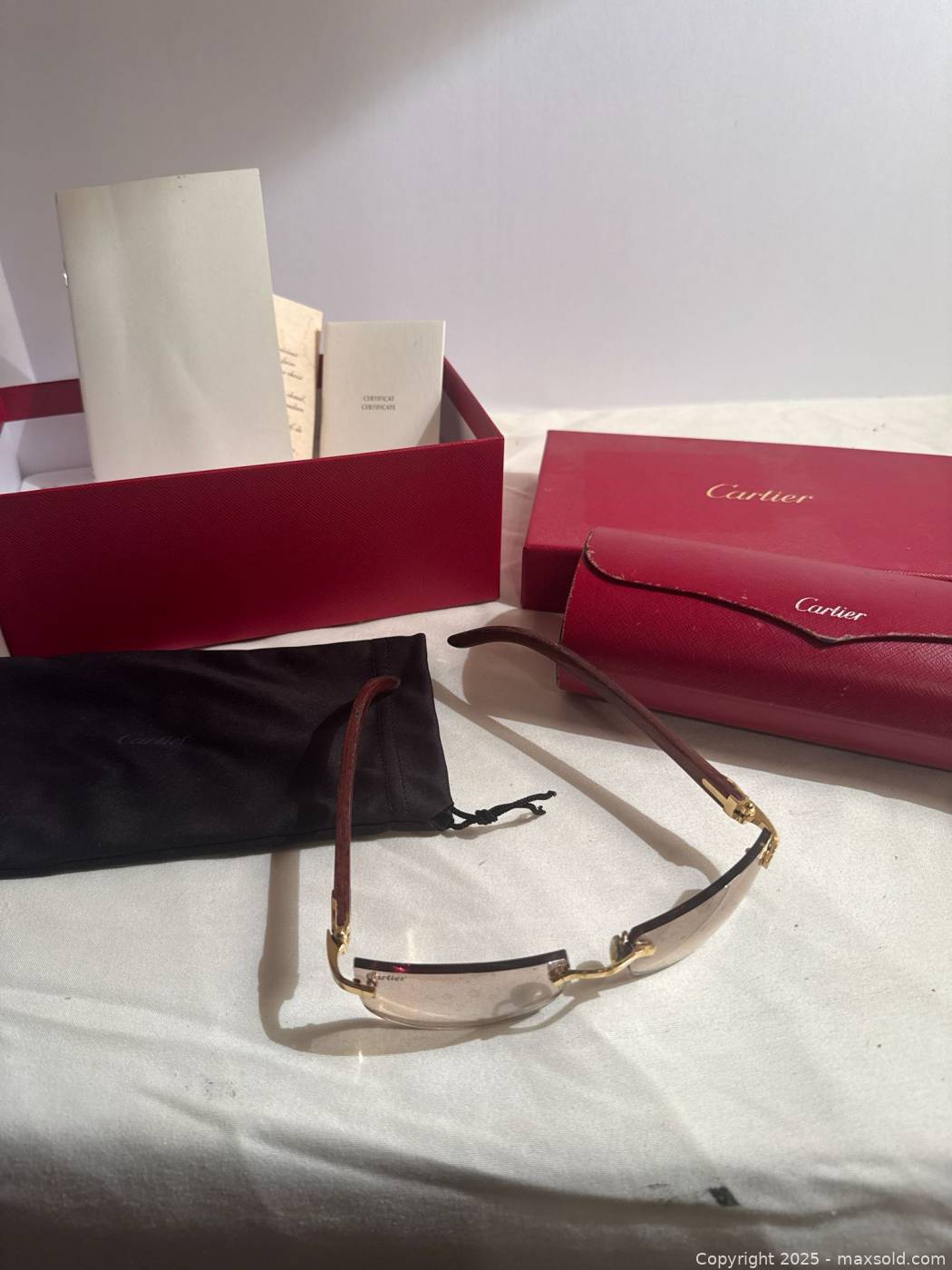 Cartier Box and Glasses, Certificates, and Accessories Complete Set Red ...