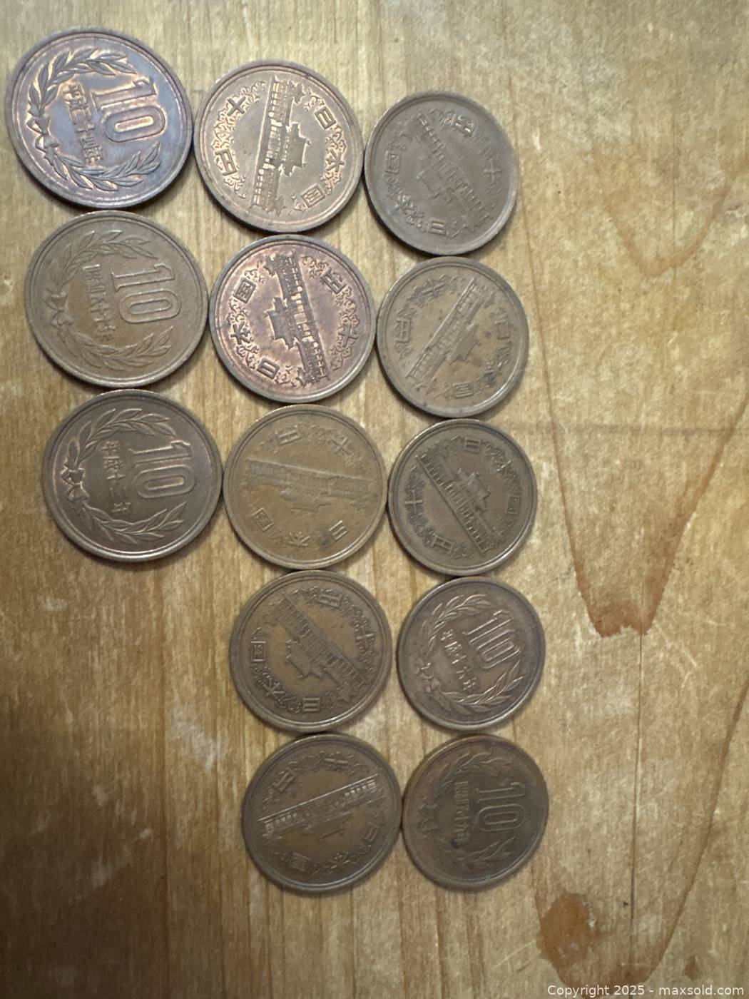 13 Japanese 10 Yen Bronze Coins with Phoenix Hall Design | Decatur ...