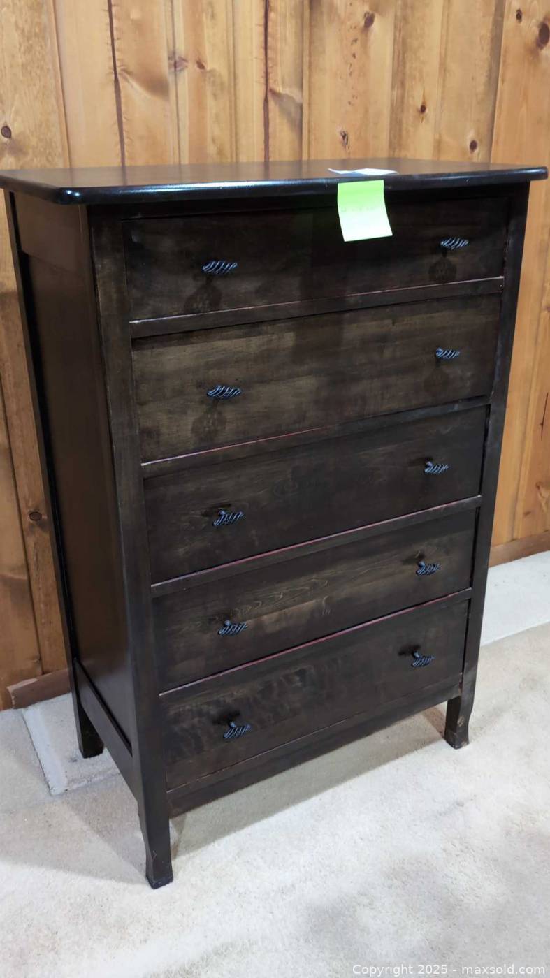 Refinished Wood Chest of Drawers with Dark Stain Finish | Arlington ...
