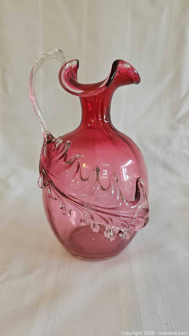 Blown Cranberry Glass Jug | Russell (Ontario, Canada) SELLER MANAGED ...
