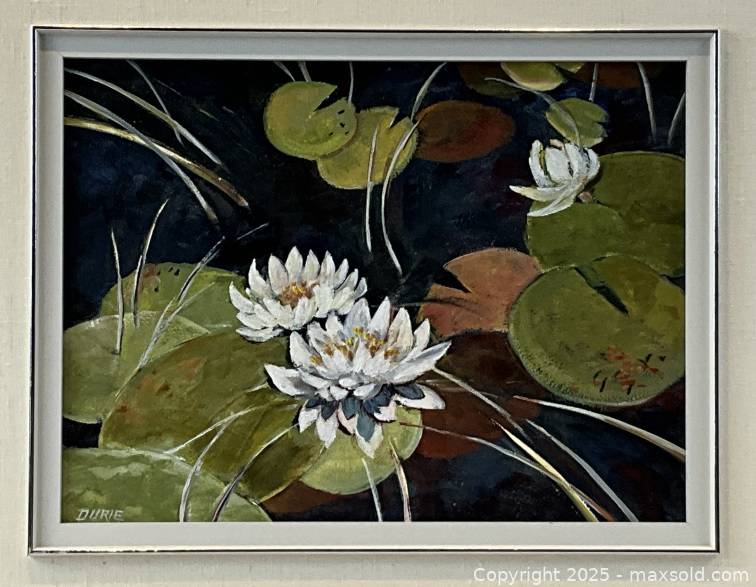 Original Oil on Board Painting, "Water Lilies" signed by artist S ...