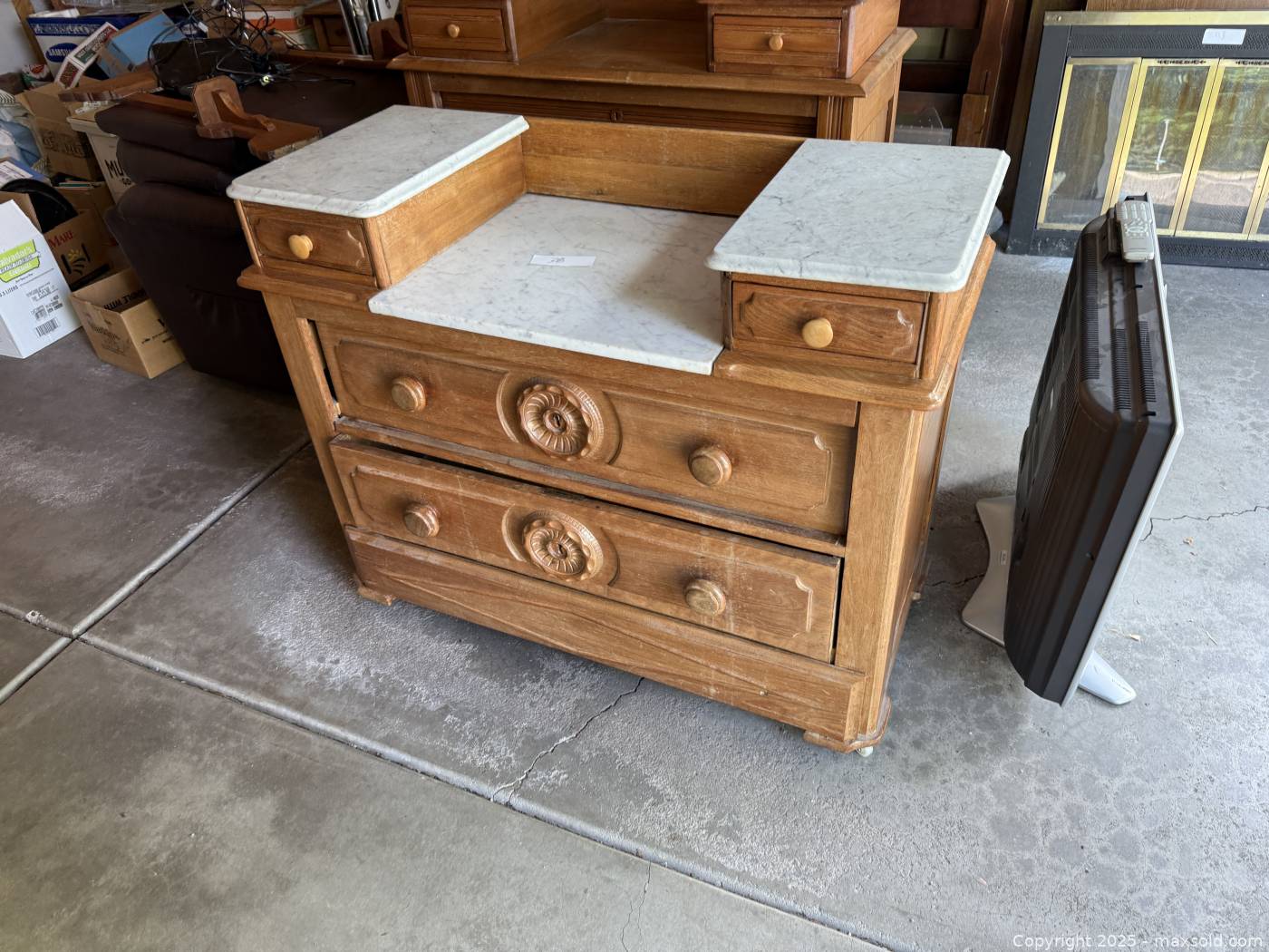 Antique Marble and Wood Rolling Dresser | Littleton (Colorado, USA ...