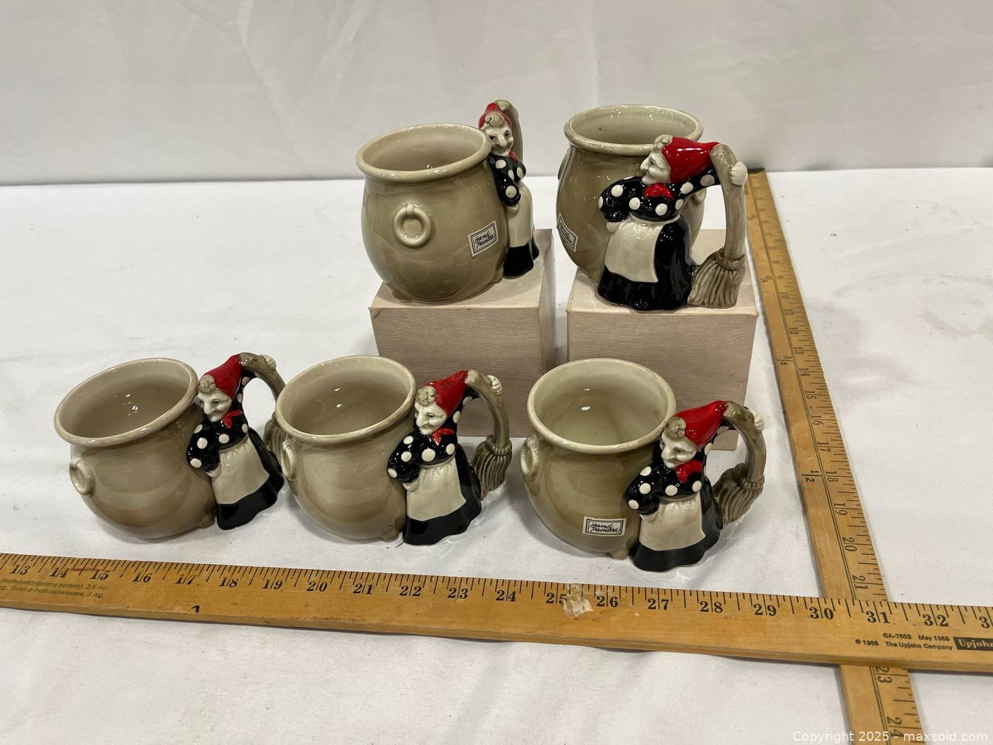 Set of 5 Fitz and Floyd Handcrafted Ceramic Witch with Broom Handle ...