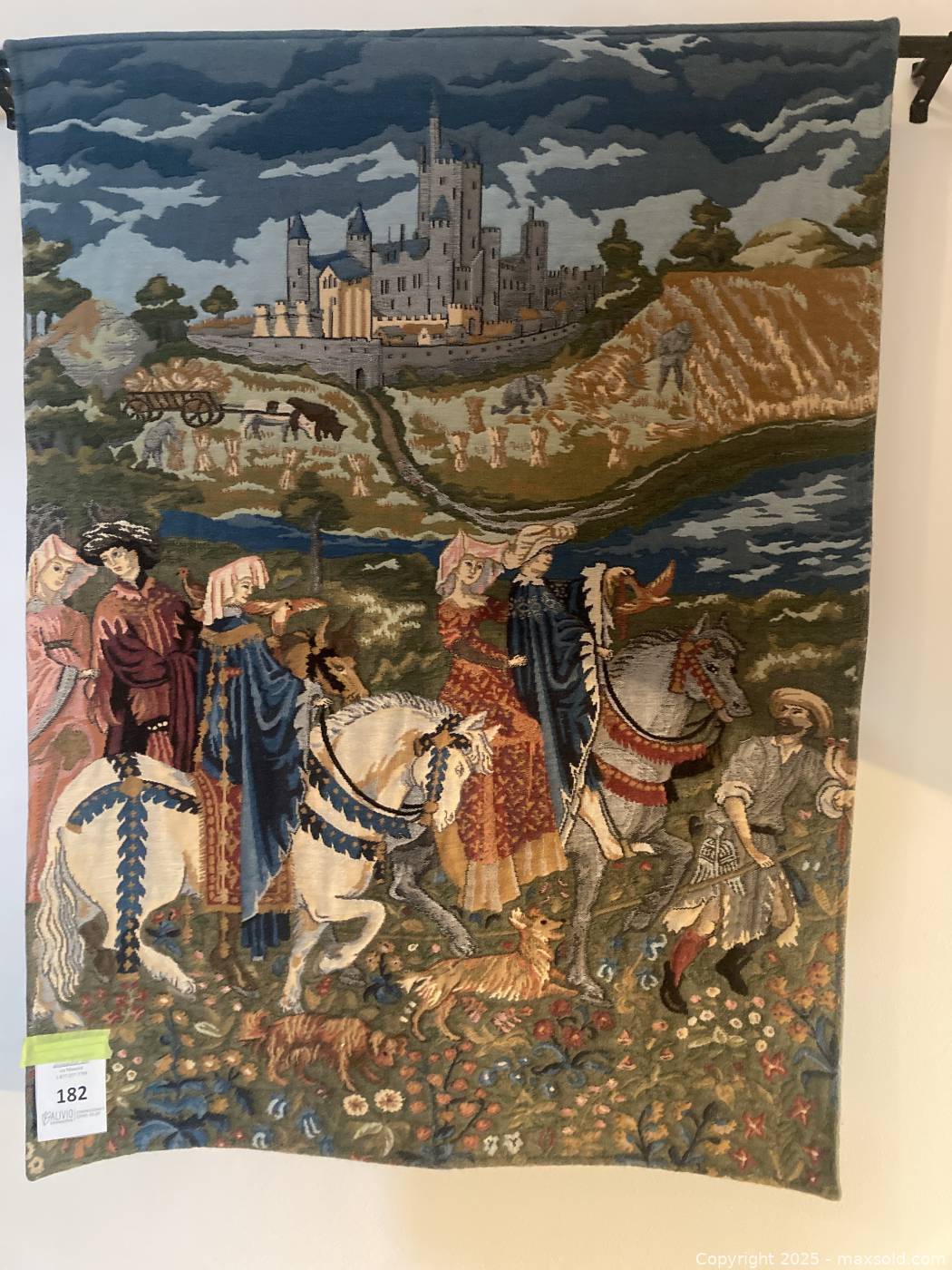 Vintage Tapestry Falcon Hunt Duke of Berry August Medieval Wall Hanging ...