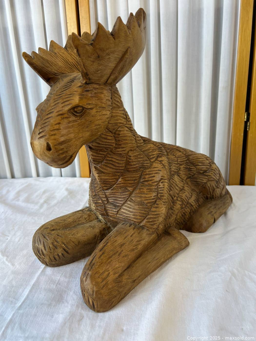 Hand-Carved Wooden Moose Figurine Rustic Cabin Folk Art | Campbell ...