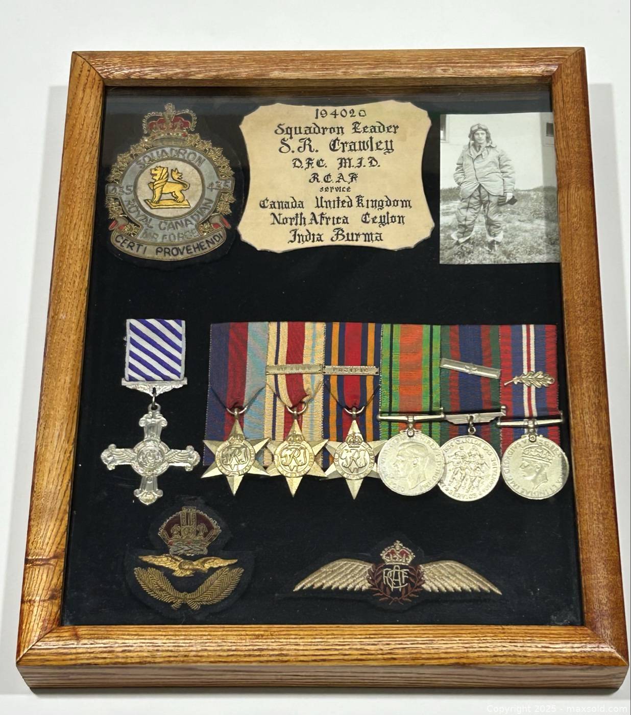 A Nicely Framed Display Of 7 Medals, Badges & Patch | Burlington ...
