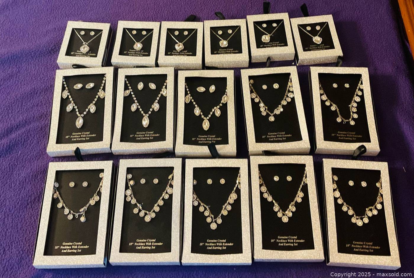 Assorted Boxed Jewelry Sets: Necklace & Stud Earrings, 16 boxes Crystal ...
