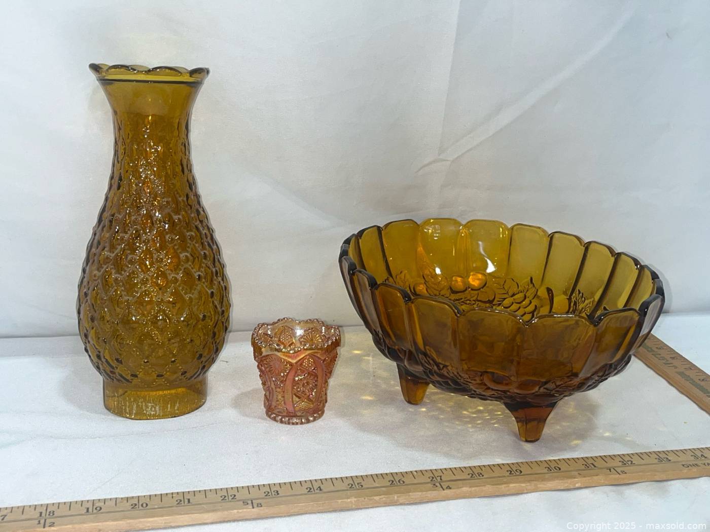 3-Piece Amber Pressed Glass Lot | Frederick (Maryland, USA) PARTNER ...