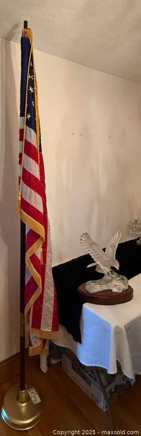 Standing Flag Set with Eagle Finial and Base, ~8 ft Pole A | Quincy ...