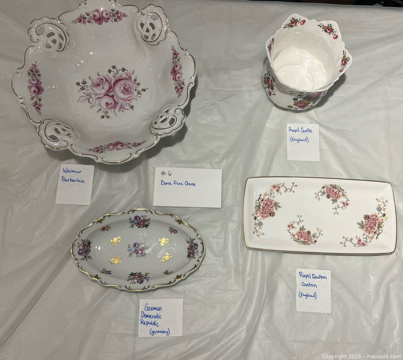 Bone China Bowl, Tray, Oval Dish & Vase - Weimar, Royal Doulton ...