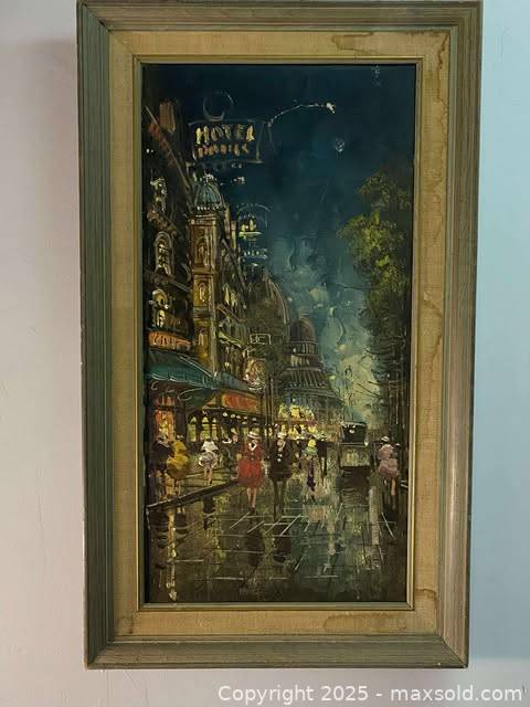 Paris street scene original oil painting. Italian Artist Antonio Devity ...