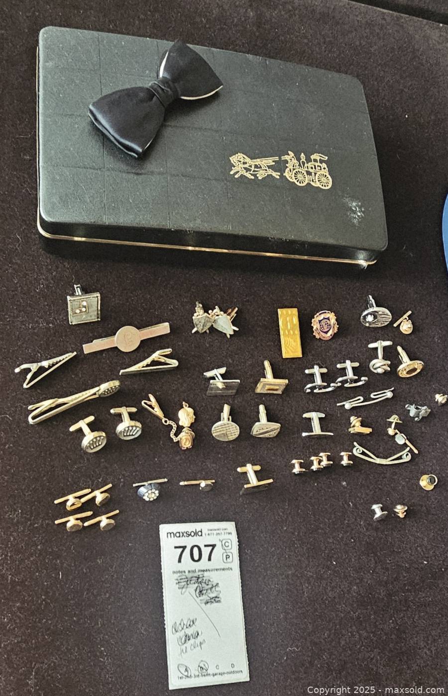 Vintage Men's Formal Accessories Lot: Cufflinks, Tie Bars, Studs A ...