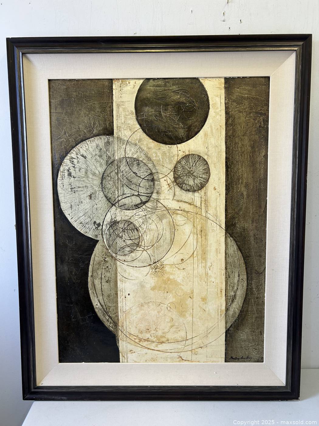Large Abstract Mixed Media Oil Painting On Masonite Artist Signed ...