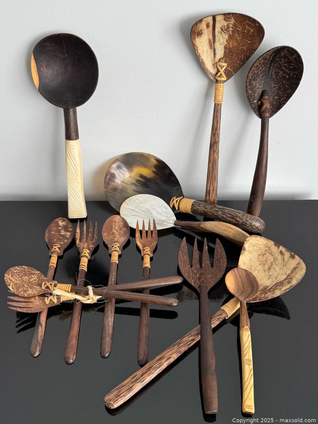 Collection of Handcrafted Wooden + Natural Material Kitchen Utensils ...