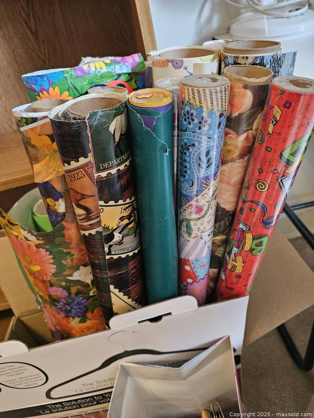 Assorted Gift Wrapping Supplies Lot: Paper Rolls, Bags, Tissue, Cards ...