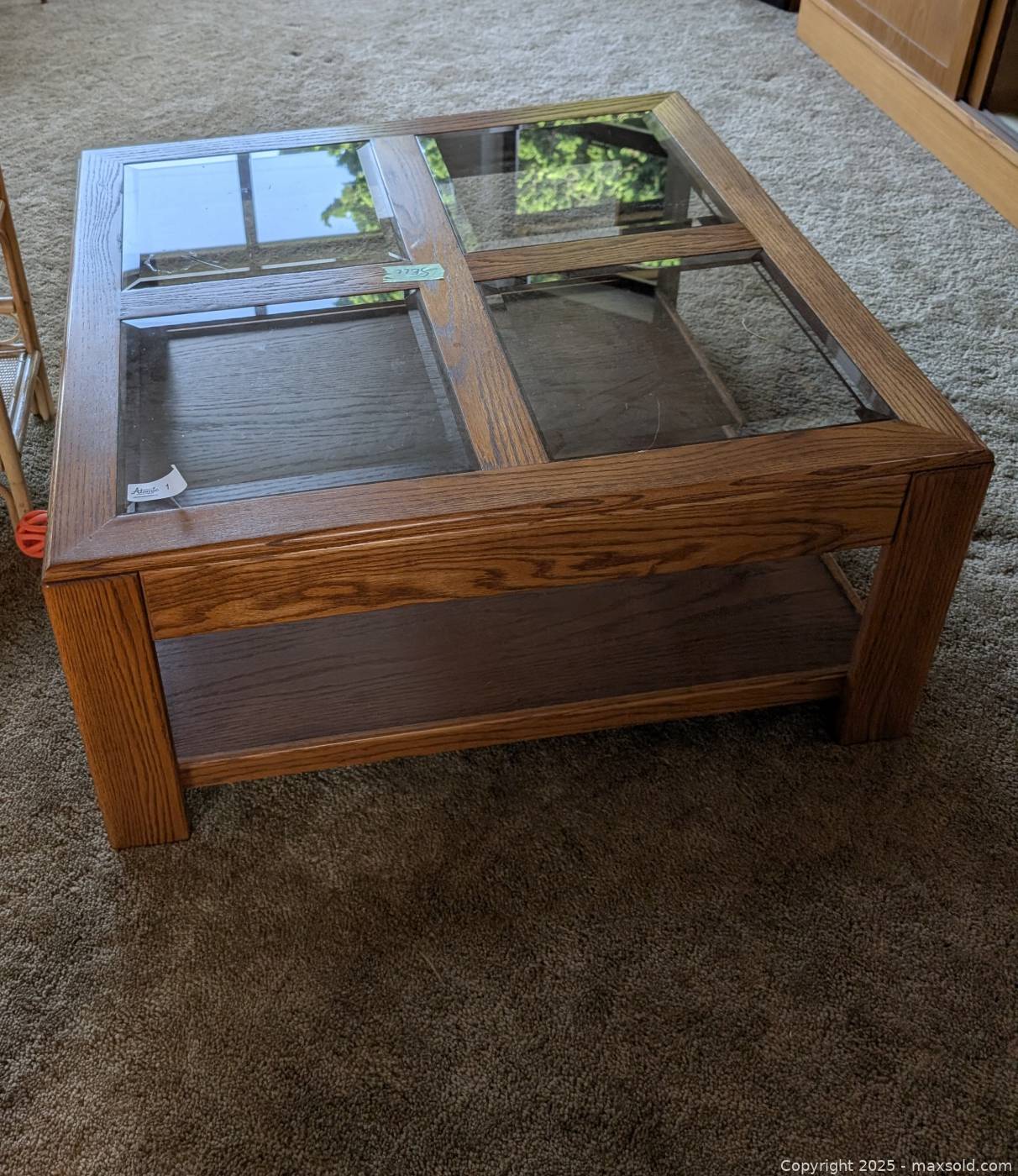 MCM Square Walnut Coffee Table with Glass Top and Lower Shelf | Burnaby ...