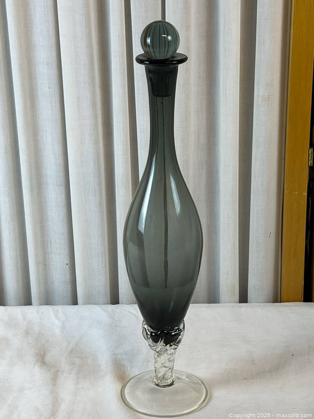 Smoky Teal/Grey Glass Decanter/Bottle with Stopper, 16”H | Campbell ...