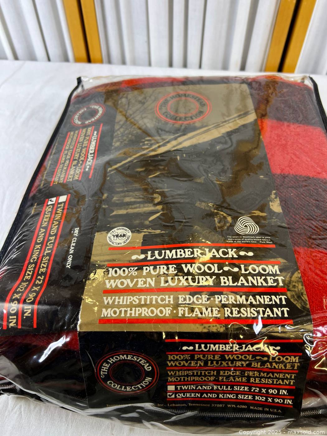 The Homestead Lumberjack Wool Buffalo Plaid Blanket 102 x 90 ...