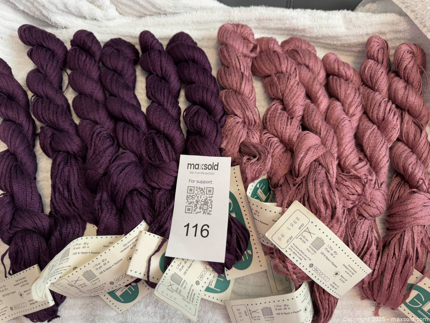 Lot of rayon yarn skeins purple and mauve 6 skeins each colour ...