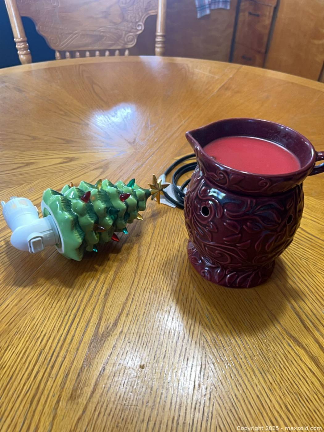 Scentsy wax warmers - Ceramic Christmas Tree Night Light & Embossed Burgundy Pitcher | Trent ...