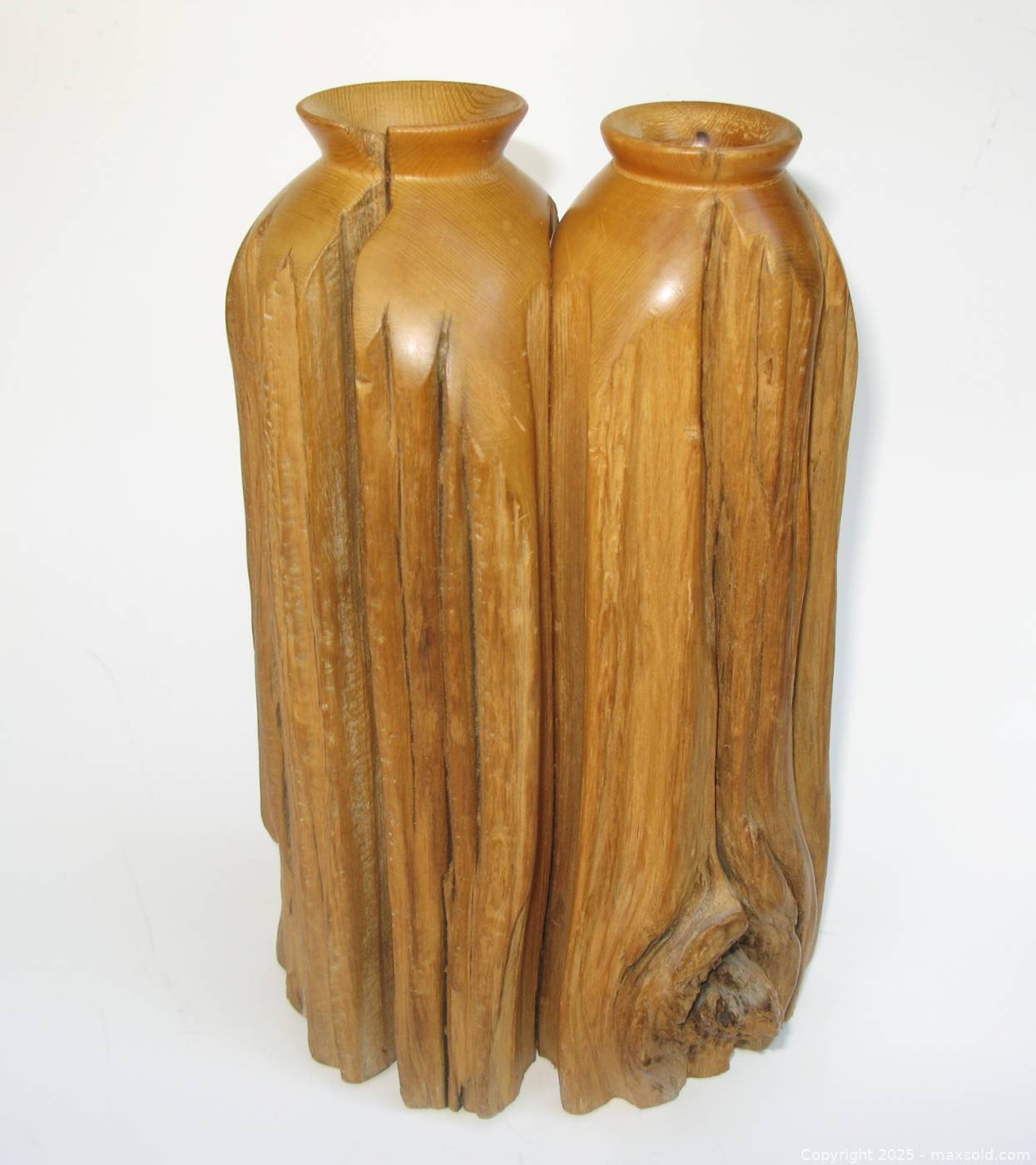 Signed George Burt Hand Crafted Wooden Dried Flower Vase | Aurora ...