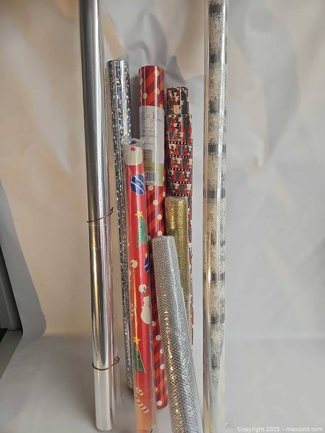 Assorted Holiday Gift Wrap & Decorative Mesh Ribbon Lot, 8 Rolls ...