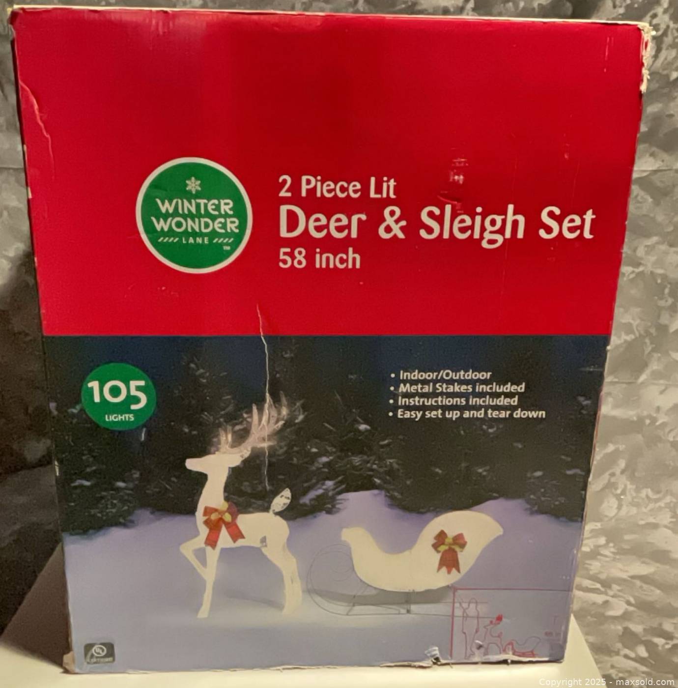 Winter Wonder Lane 2-Piece Lit Deer & Sleigh Set, 58 inch | Norwood ...