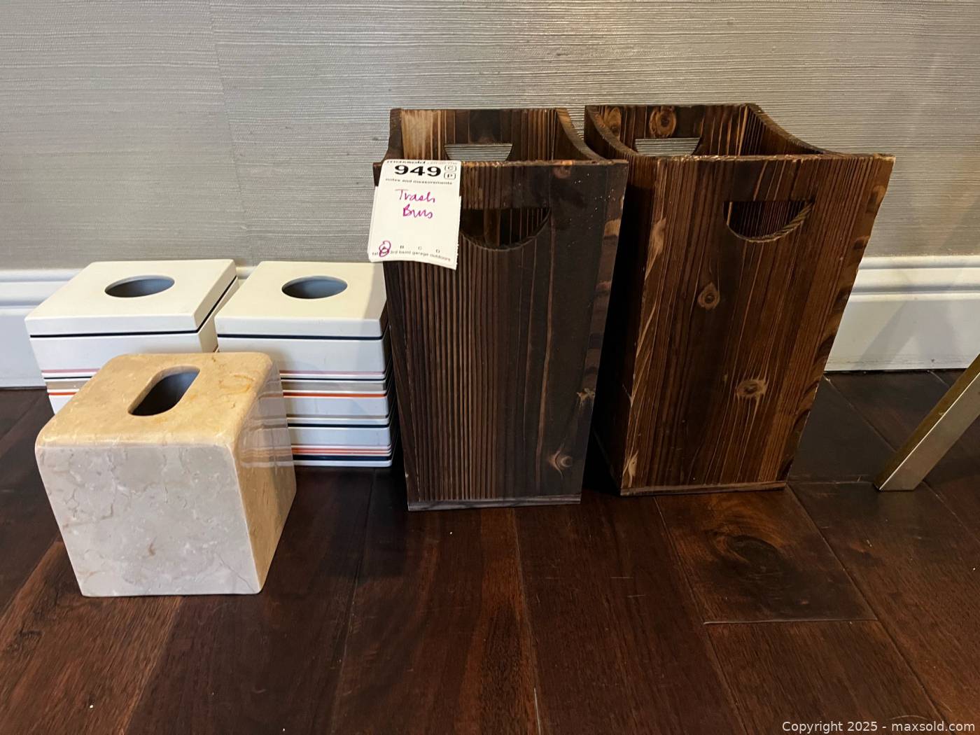 Wooden Trash Bins and 4 Tissue Box Covers A | Los Angeles (California ...
