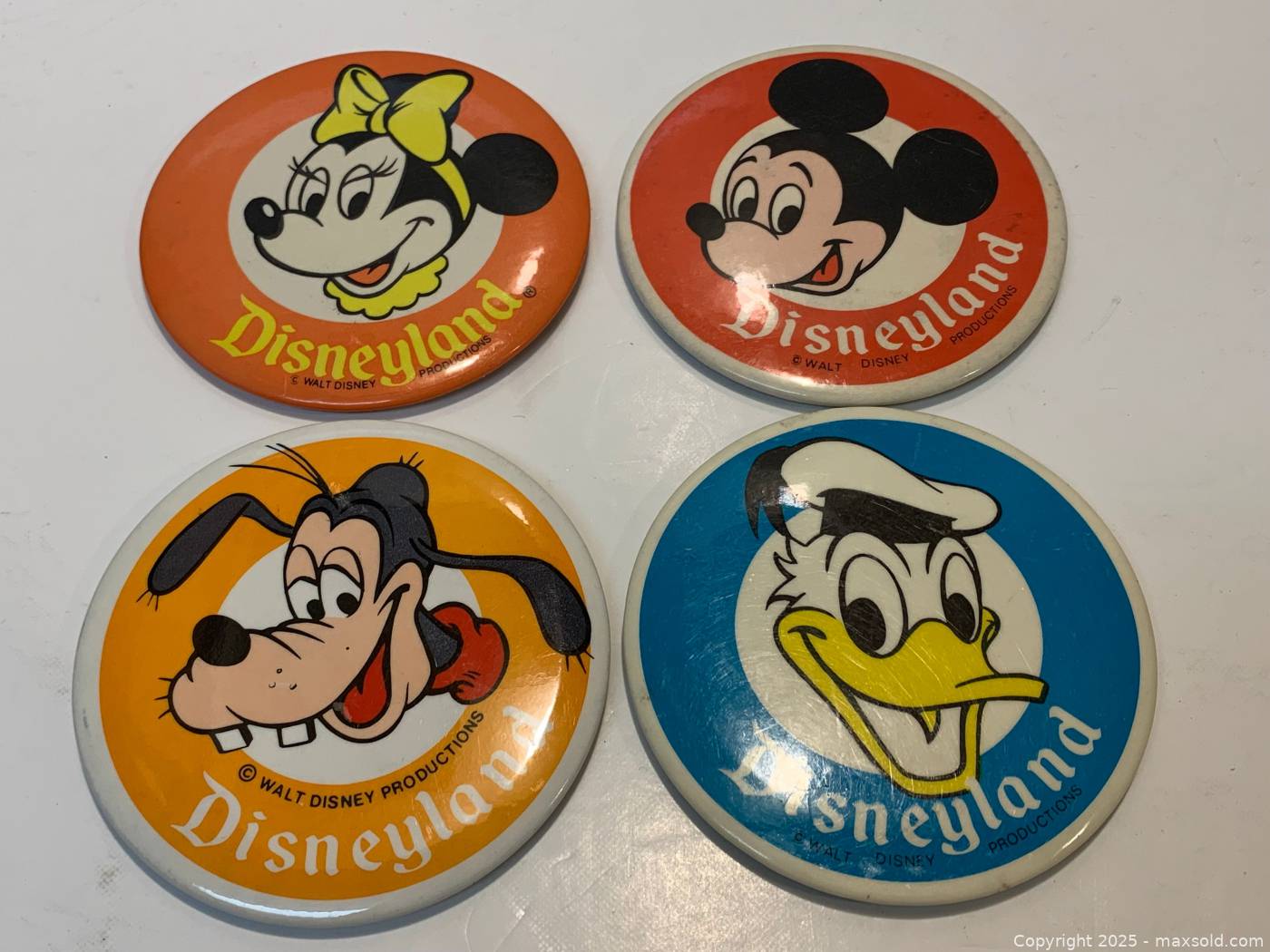Set of 4 Vintage Disneyland Character Pinback Buttons 3.5" | New ...