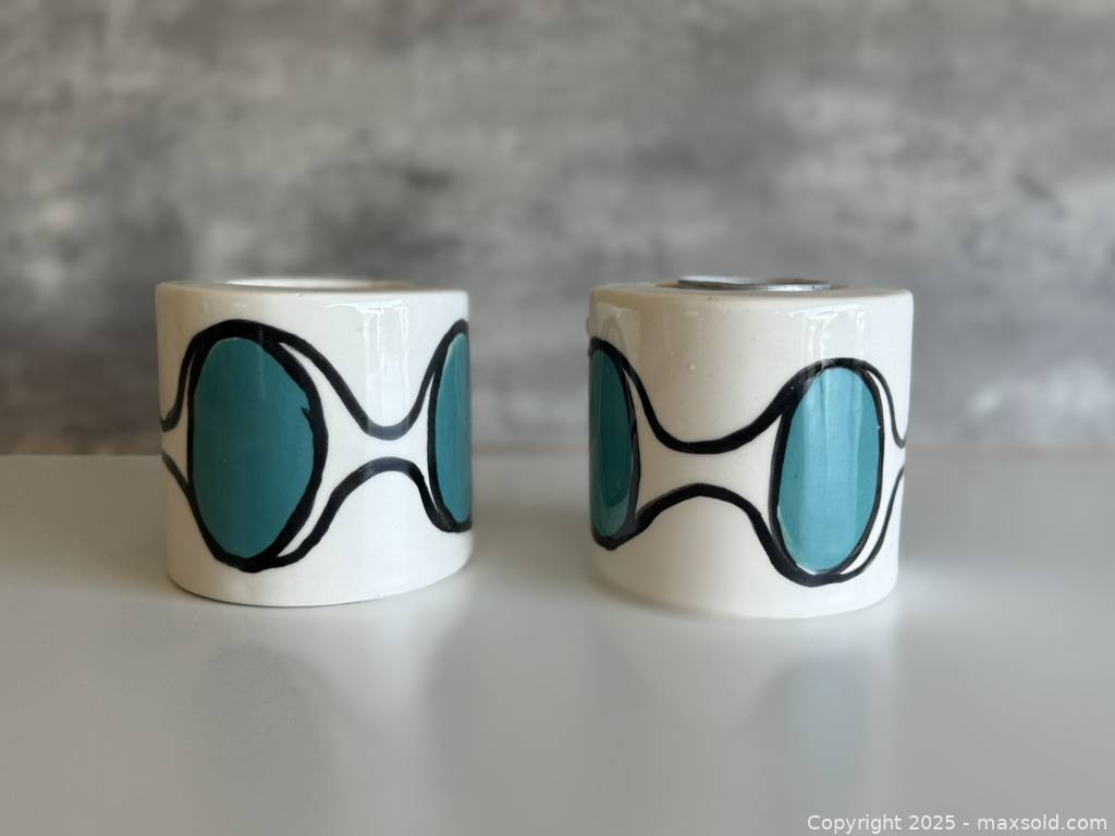 Vintage Maya Delano Signed Handmade Ceramic Candle Holders | Menlo Park ...