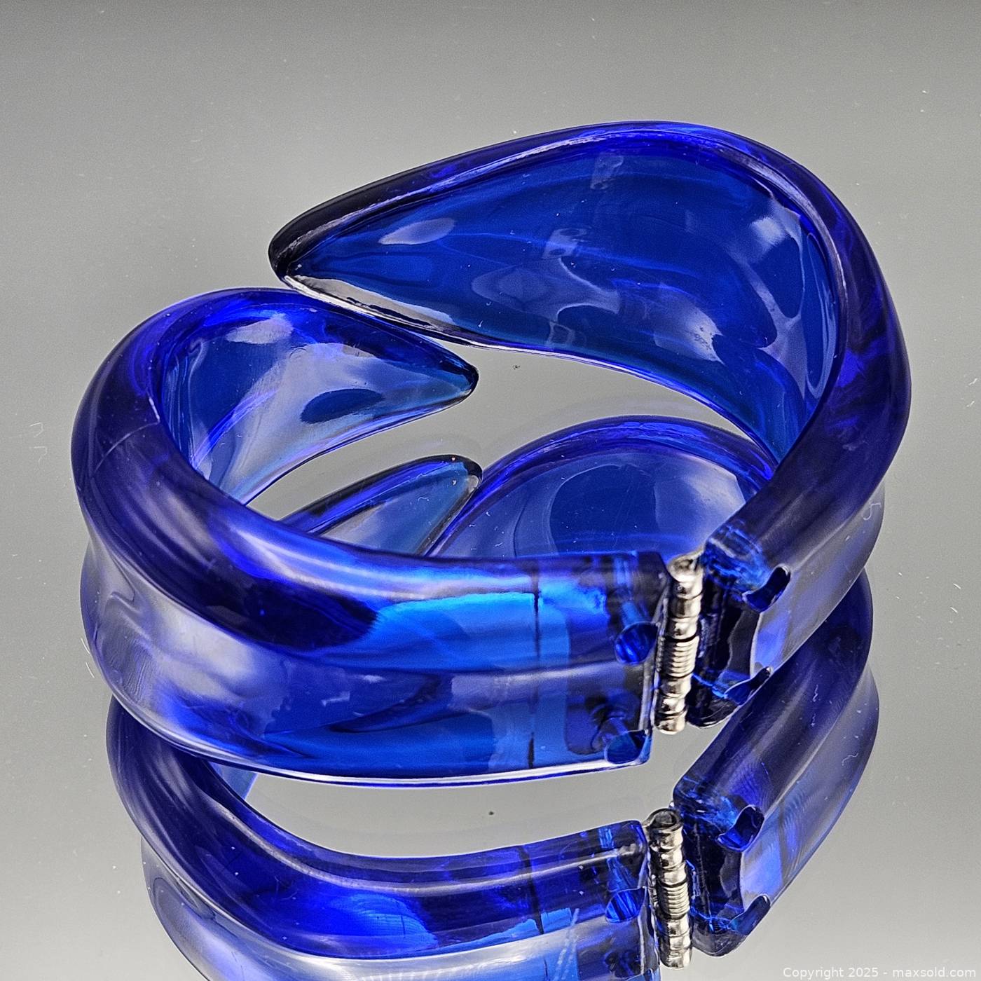 Cobalt Blue Translucent Lucite Hinged Cuff Bracelet | Hatboro ...