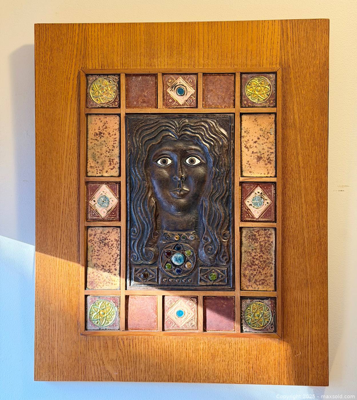 Roland Zobel, Attributed: Enameled Ceramic Plaque With Bronze Woman's ...