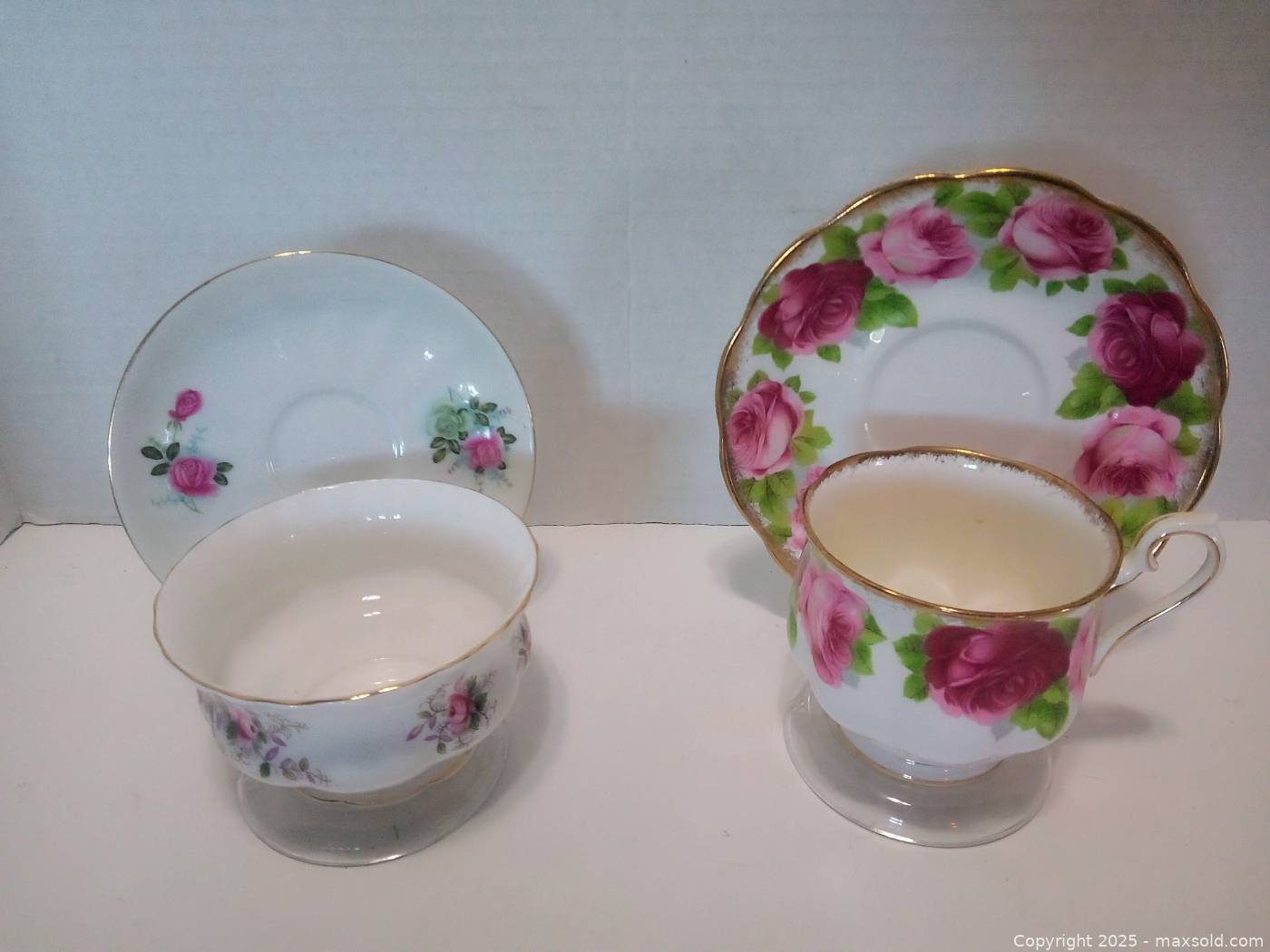 Royal Albert Tea Cup Saucer Set in Old English Rose & open sugar under ...
