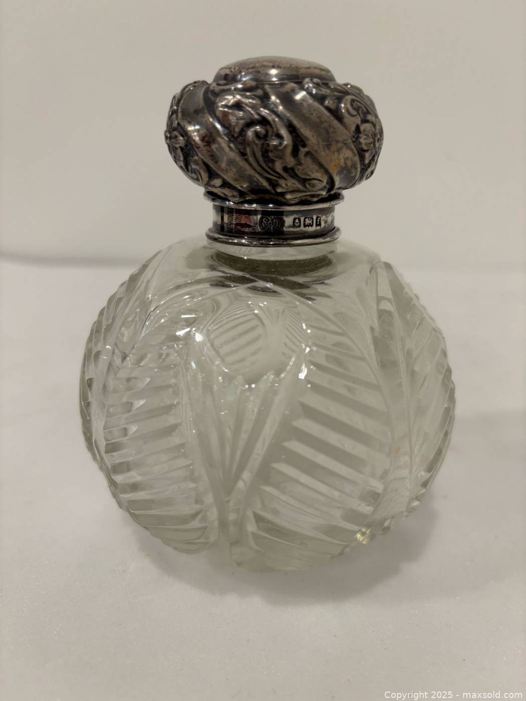 Antique Cut Glass Perfume/Scent Bottle with Sterling Silver Cap ...