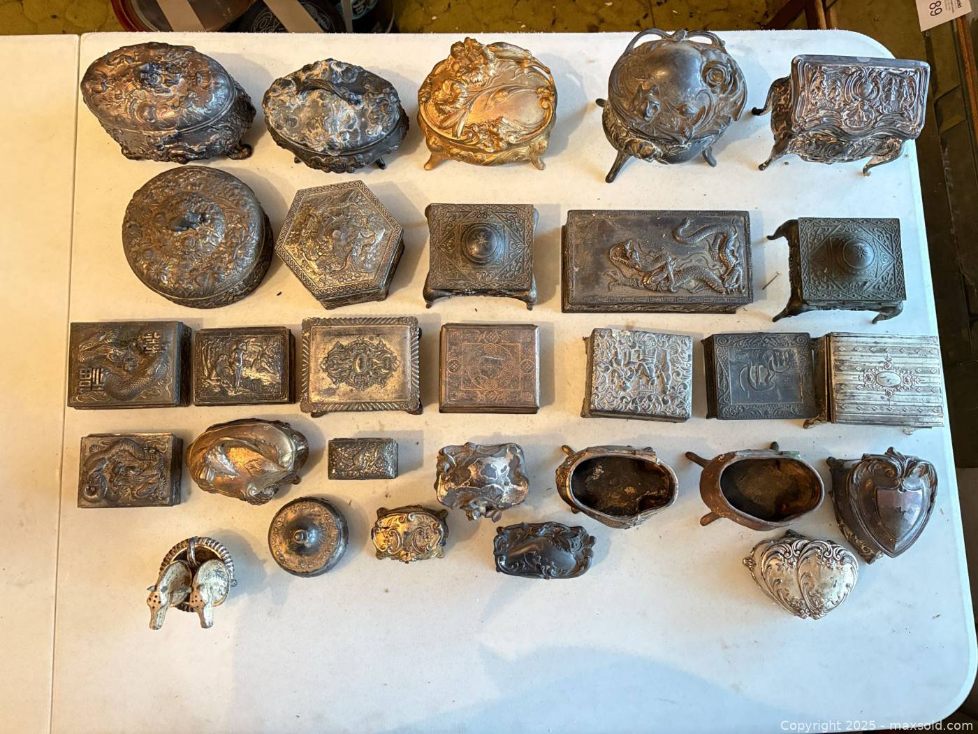 Lot of 24–26 Decorative Trinket & Jewelry Boxes + Metal Figures | Fort ...