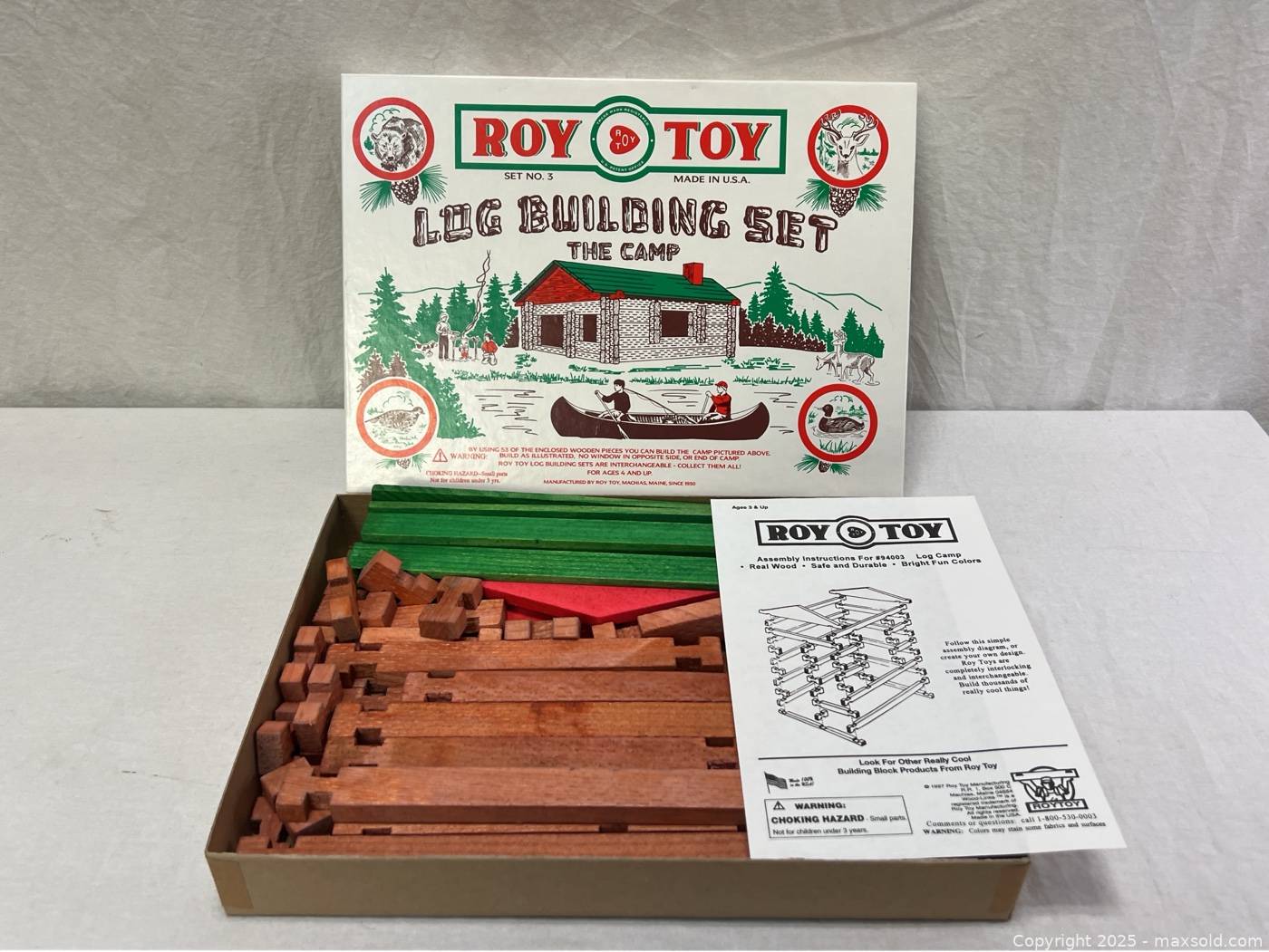 Vintage Roy Toy Log Building Set – “The Camp” – Real Wood Construction ...