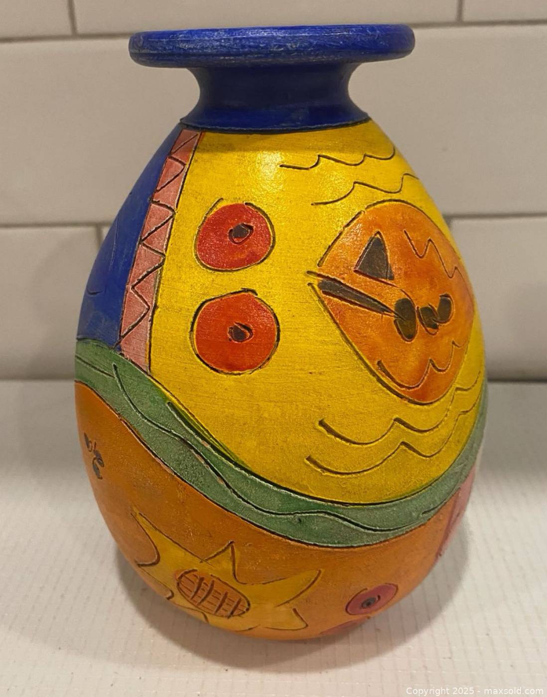 Vintage Artisanal Folk Art Pottery Vase Signed | St. Catharines ...